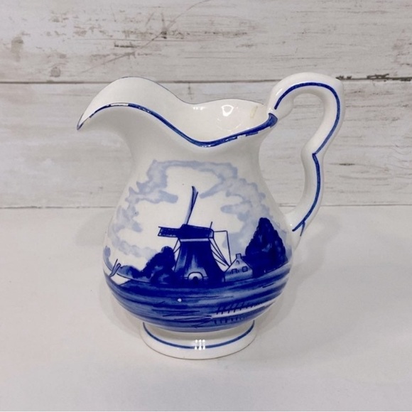 Accents | Vintage Delft Blue Windmill Small Pitcher | Poshmark